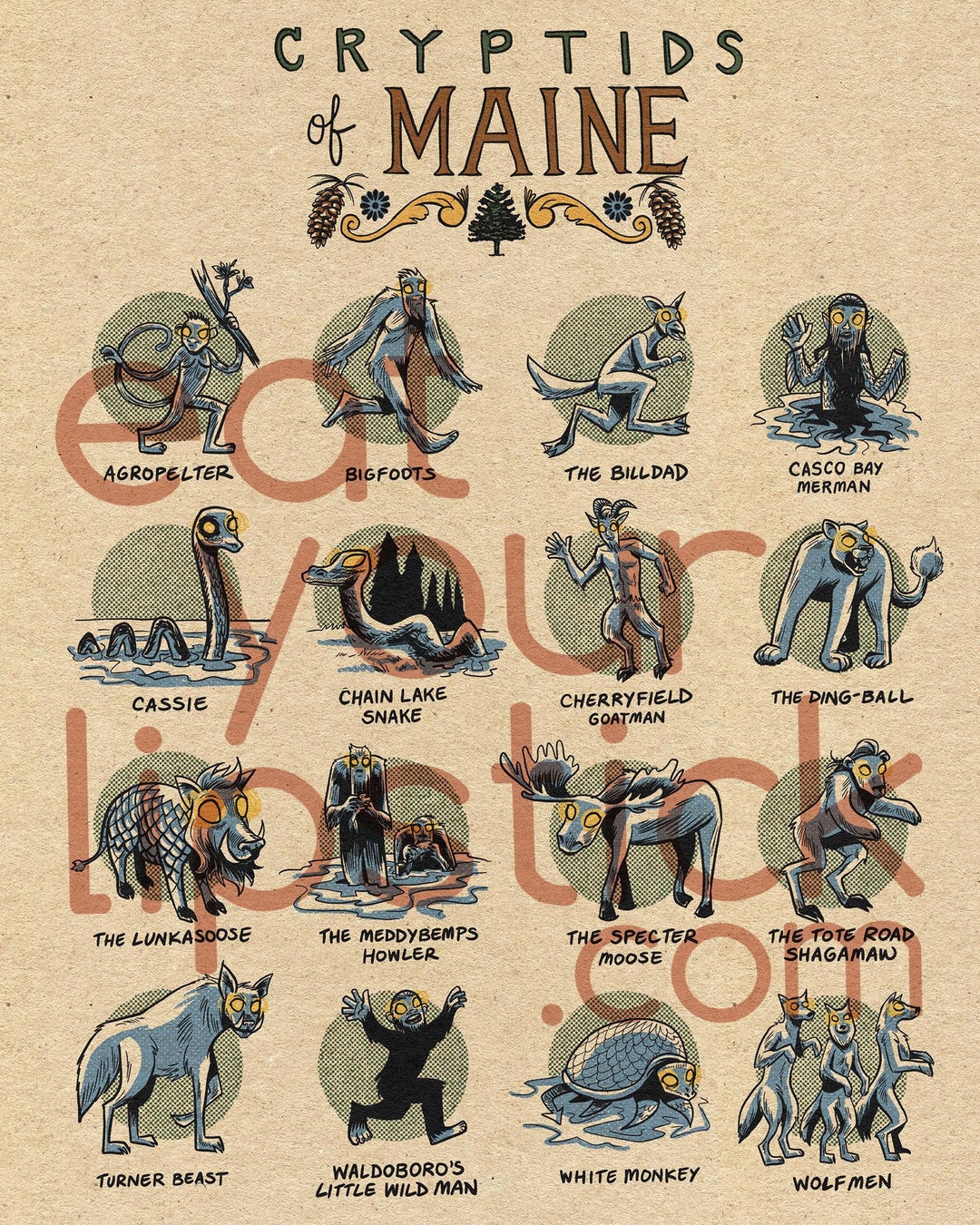 Famous Cryptids of Maine 8 X 10 Print - Etsy