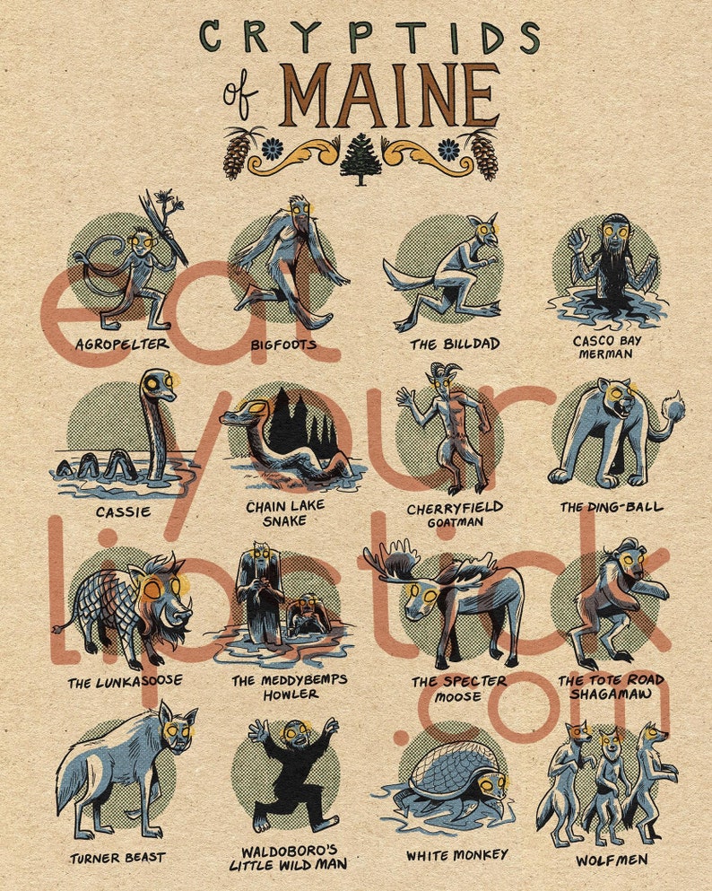 Famous Cryptids of Maine 11 X 14 Print - Etsy Canada