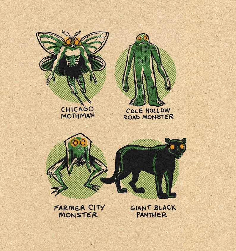 Famous Cryptids of Illinois 11 X 14 Print - Etsy