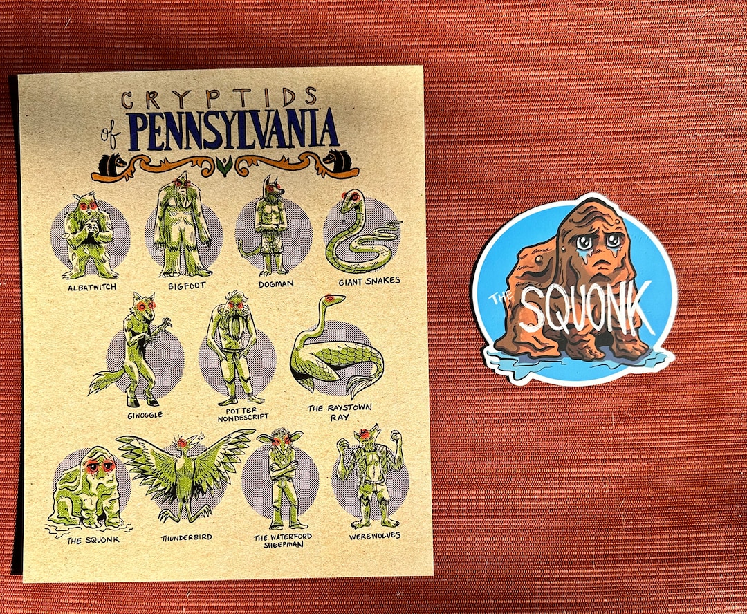 Pennsylvania Cryptids 8 X 10 Print & Squonk Sticker - Etsy