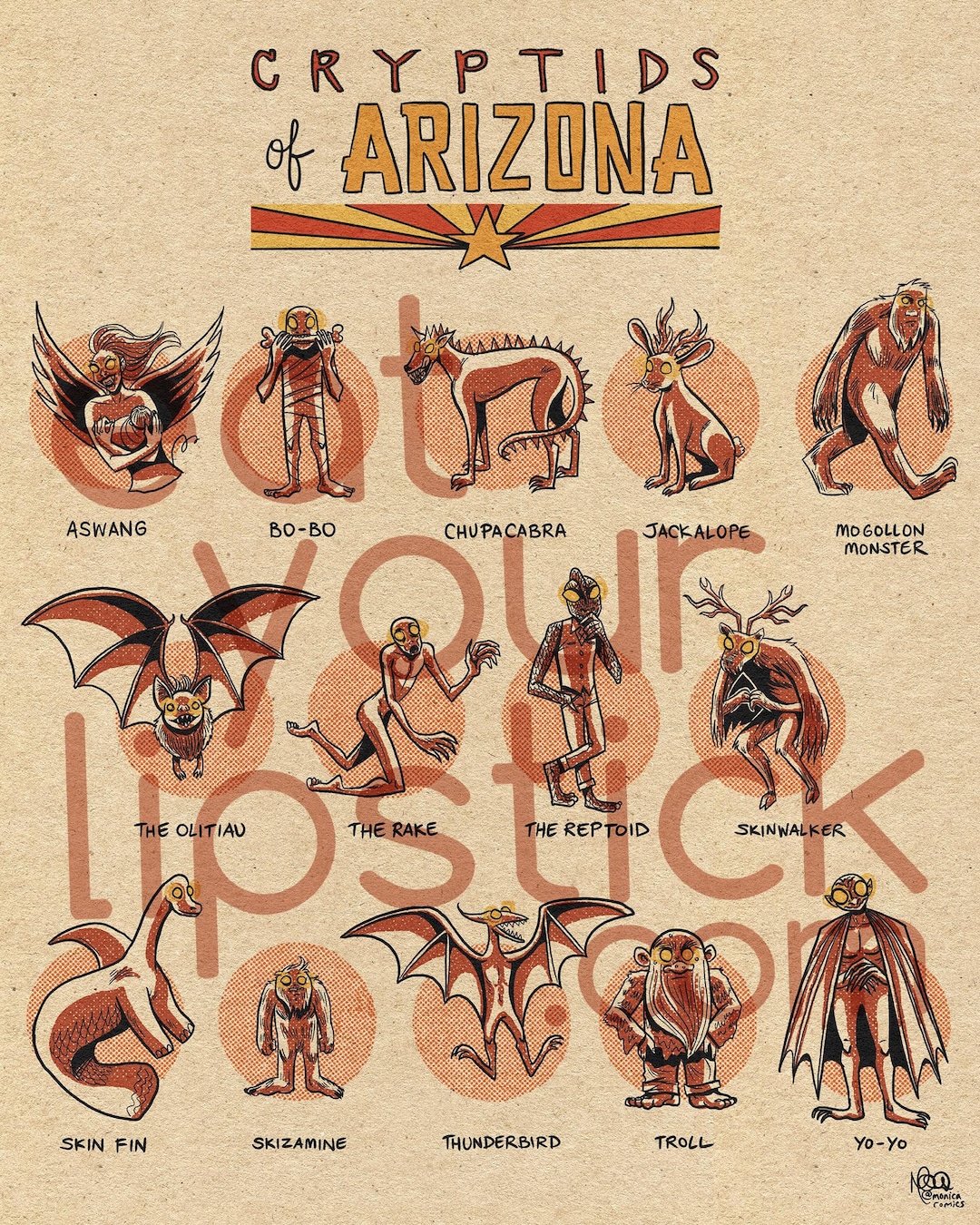 Famous Cryptids of Arizona 11 X 14 Print - Etsy