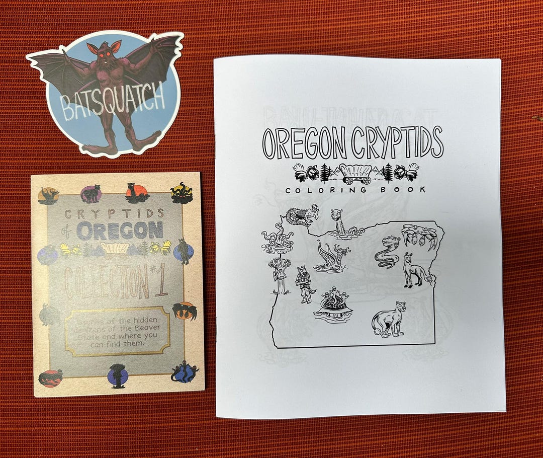 Cryptids of Oregon GIFT SET: Coloring Book, Info Booklet, & 1 Sticker ...