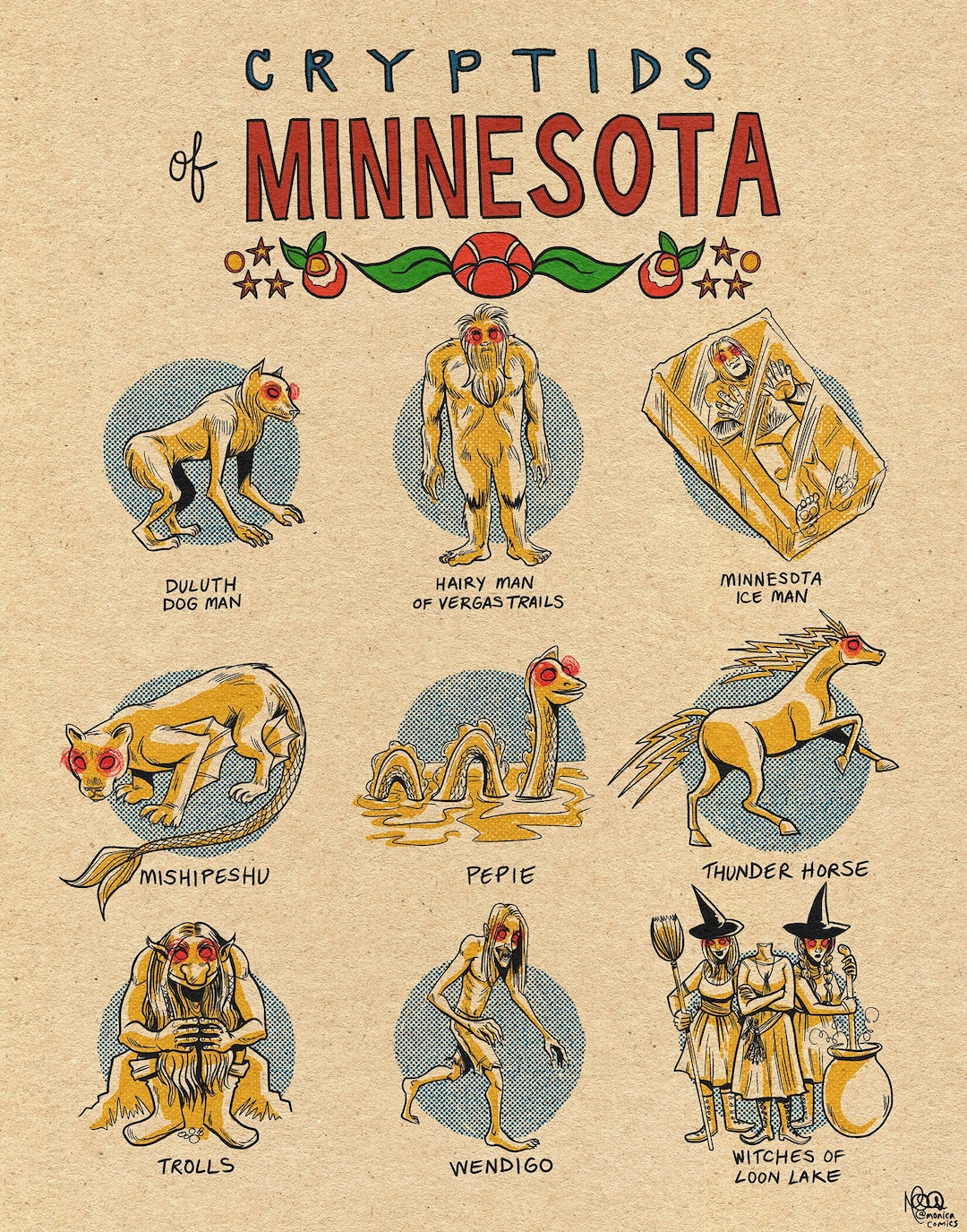 Famous Cryptids of Minnesota 5 X 7 Print - Etsy