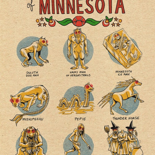 Famous Cryptids of Minnesota Print - Etsy