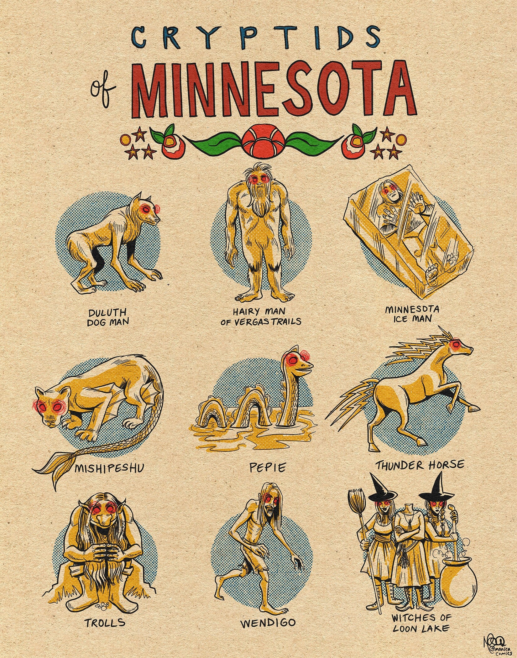 Famous Cryptids of Minnesota Print - Etsy