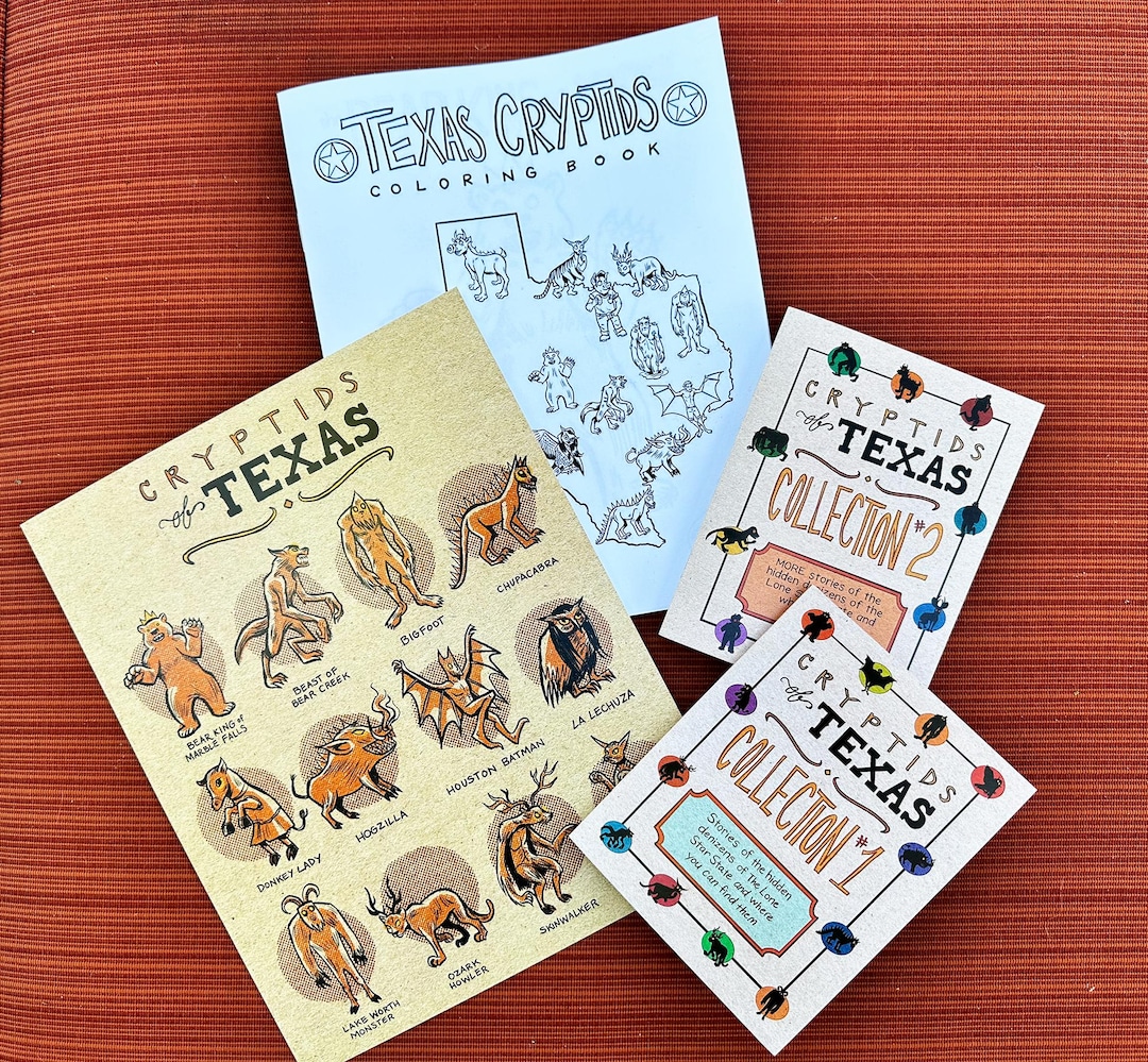 Texas Cryptids Coloring Book, 8 X 10 Print, and TWO Info Booklets - Etsy