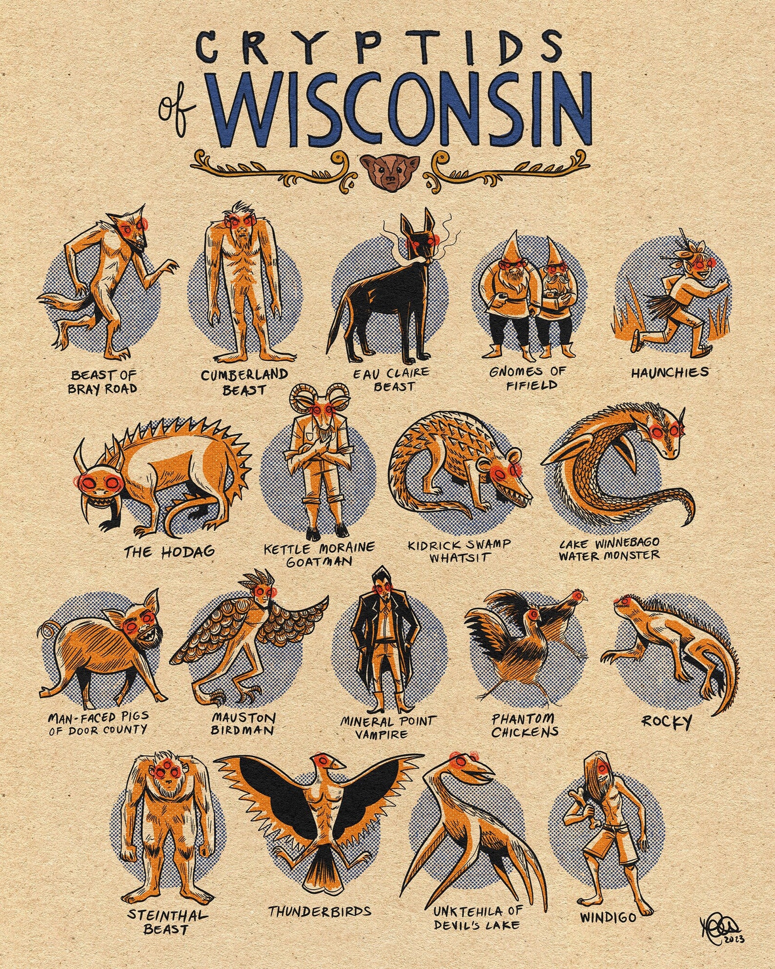 Famous Cryptids of Wisconsin Print - Etsy