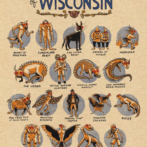 Famous Cryptids of Minnesota Print - Etsy