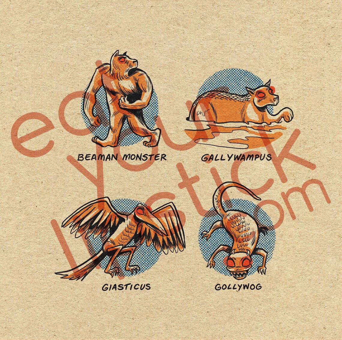 Famous Cryptids of Missouri 5 X 7 Print - Etsy