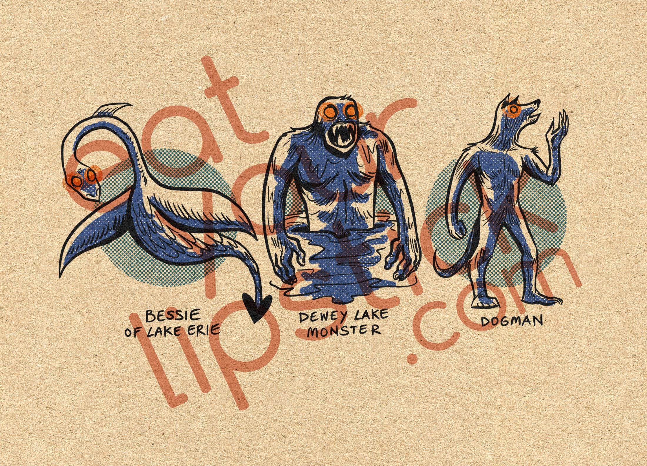 Famous Cryptids of Michigan 5 X 7 Print - Etsy