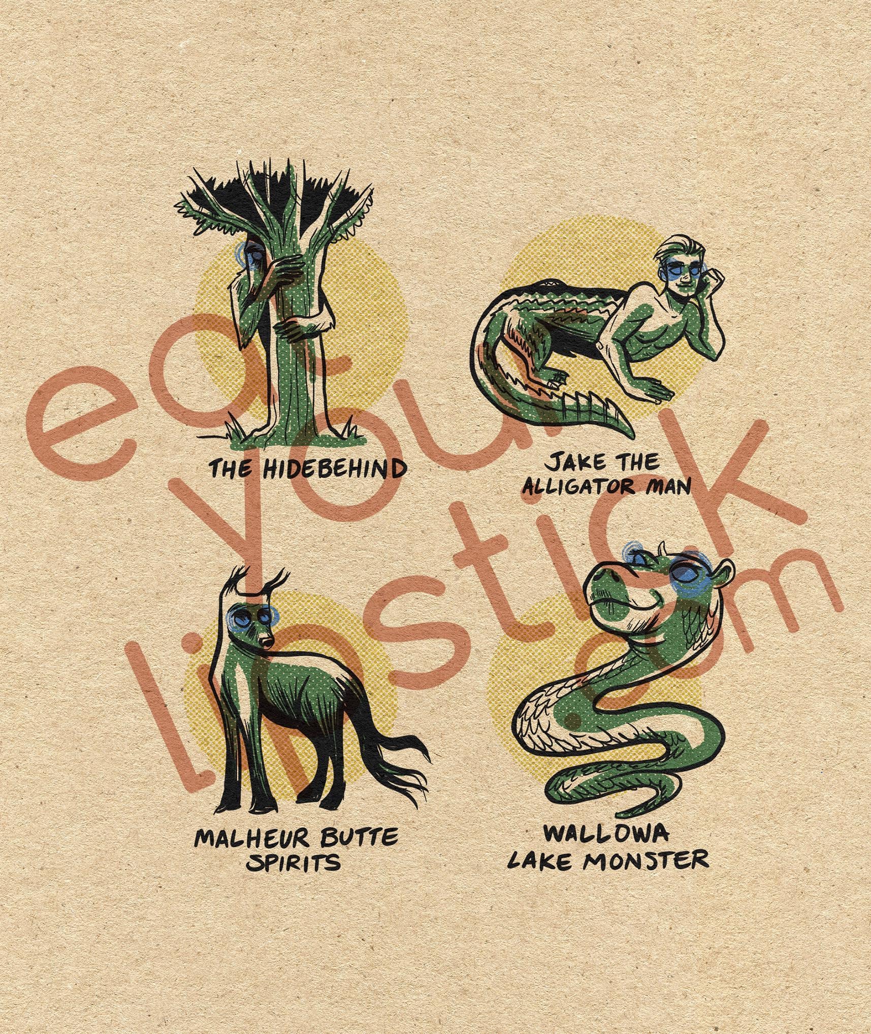 Famous Cryptids of Oregon 5 X 7 Print - Etsy