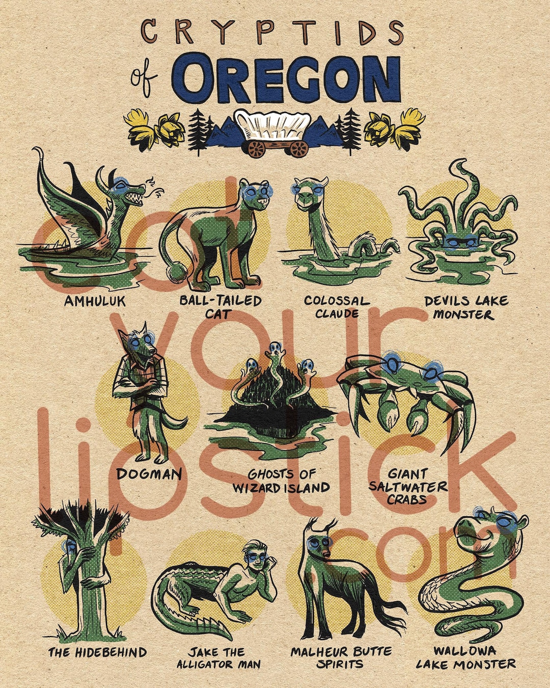 Famous Cryptids of Oregon 5 X 7 Print - Etsy
