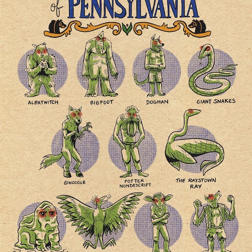 Famous Cryptids of Pennsylvania Print - Etsy