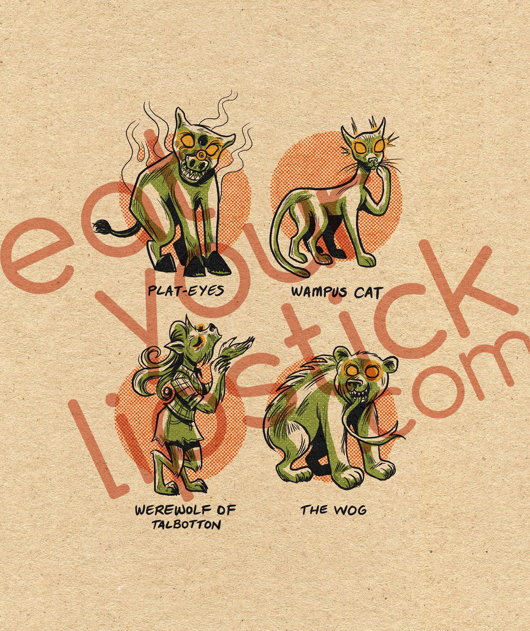 Famous Cryptids of Georgia 5 X 7 Print - Etsy