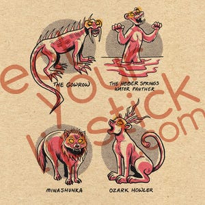 Famous Cryptids of Arkansas 5 X 7 Print - Etsy