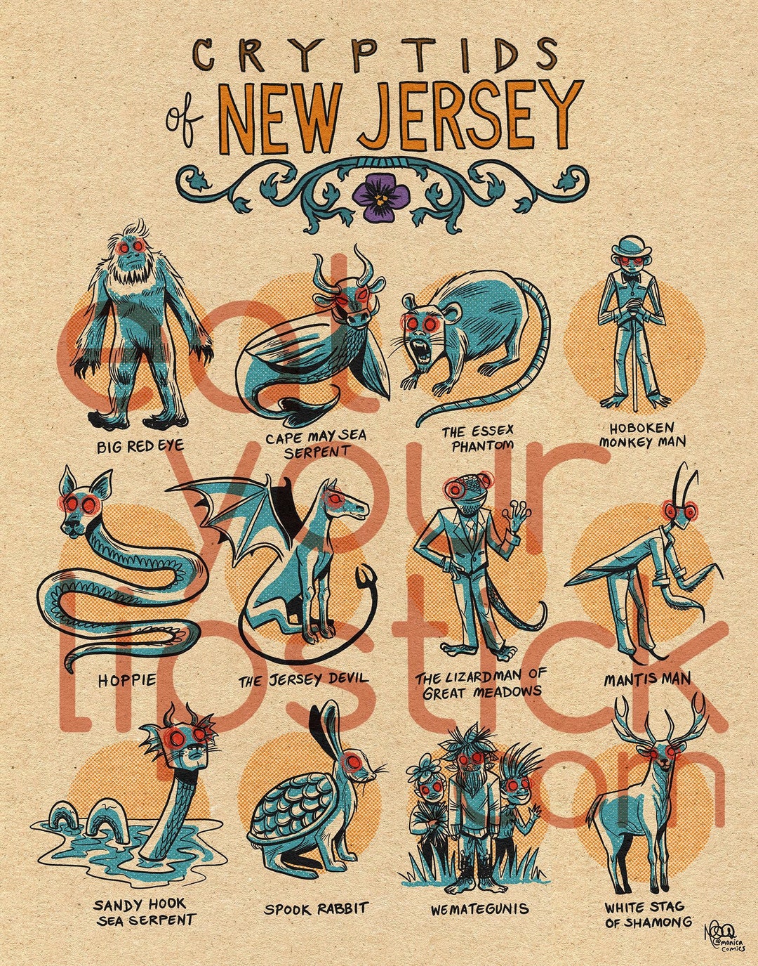 Famous Cryptids of New Jersey 11 X 14 Print - Etsy