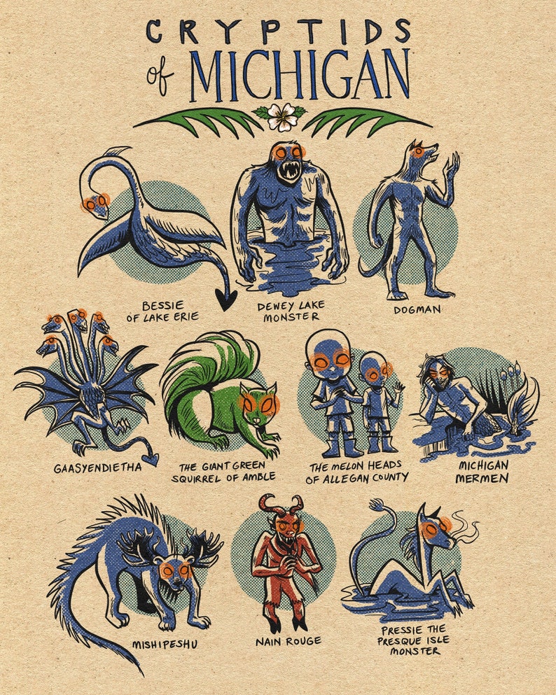 Famous Cryptids of Michigan 11 X 14 Print - Etsy