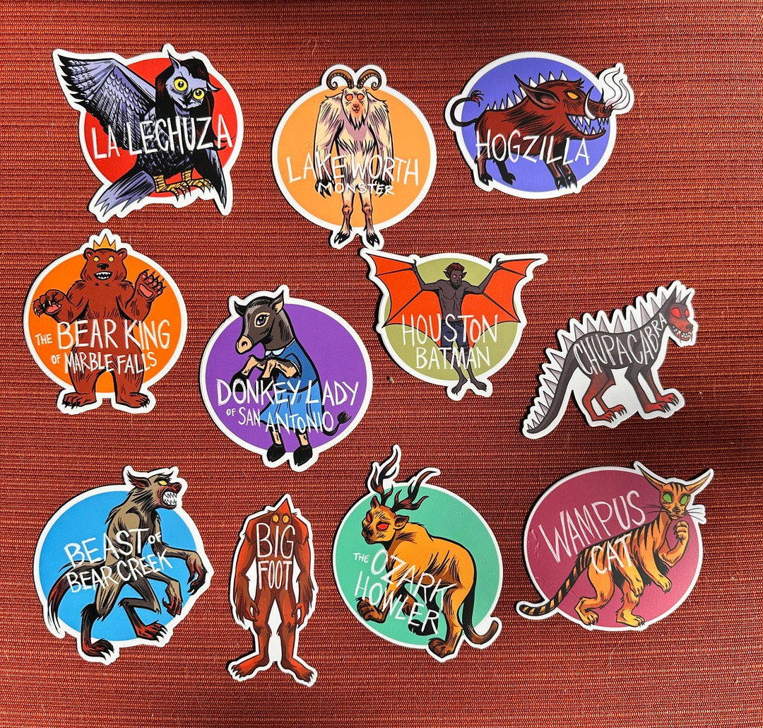 Texas Cryptids Stickers Pick Any THREE - Etsy
