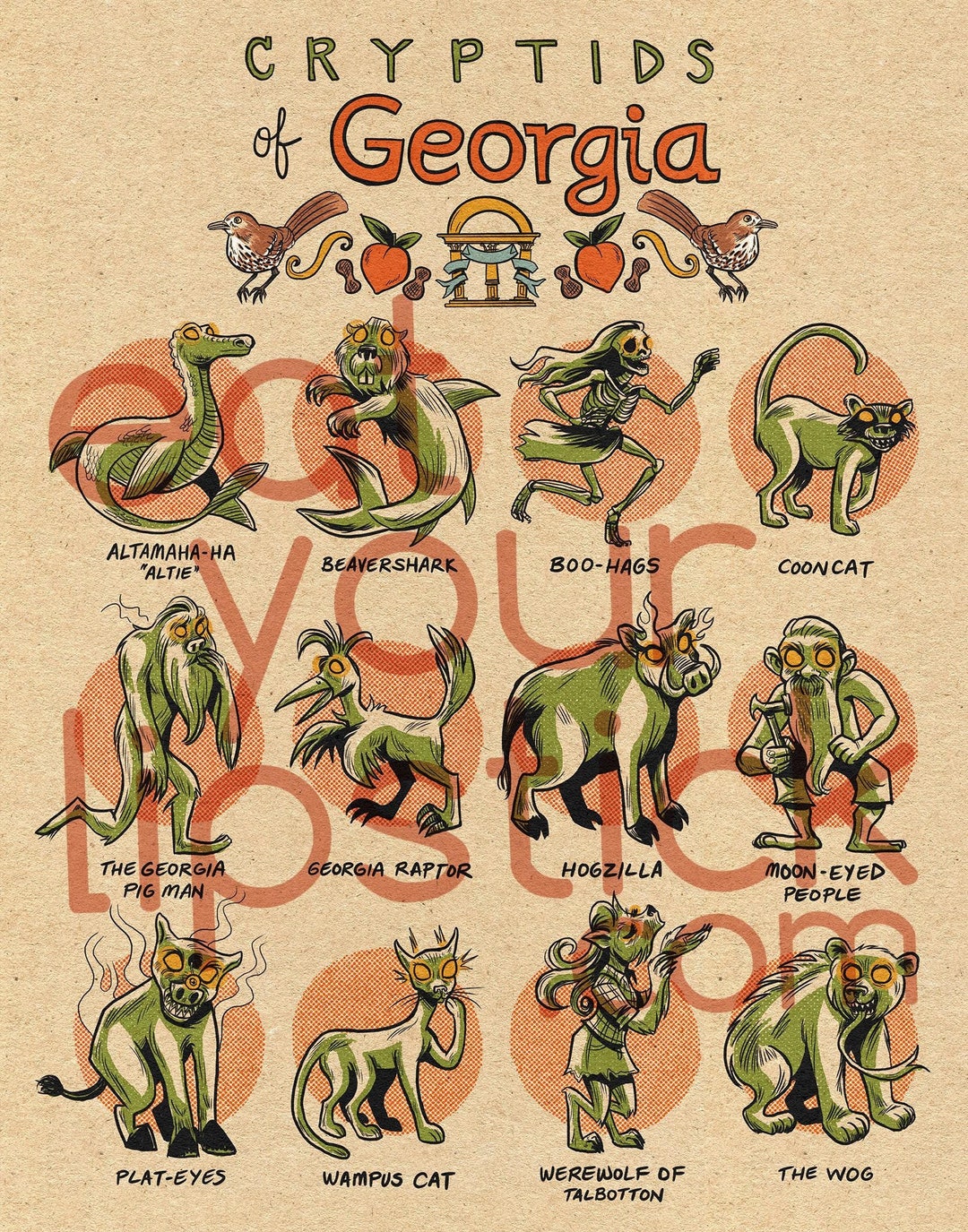 Famous Cryptids of Georgia Print - Etsy