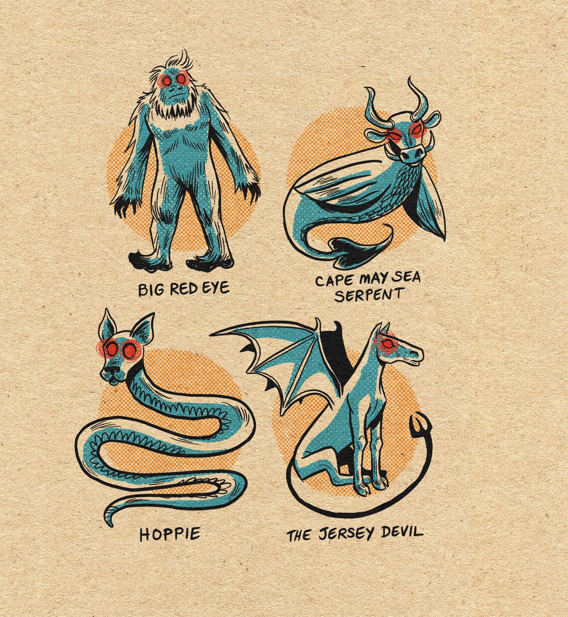 Famous Cryptids of New Jersey Print - Etsy