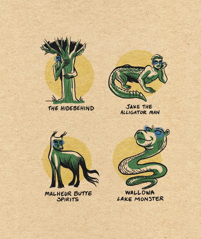 Famous Cryptids of Oregon Print - Etsy