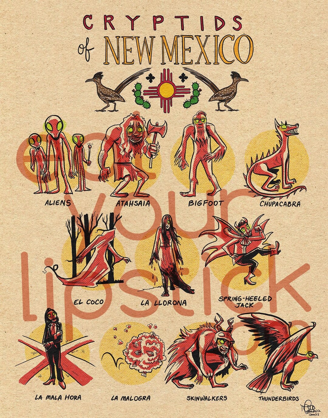 Famous Cryptids of New Mexico 5 X 7 Print - Etsy