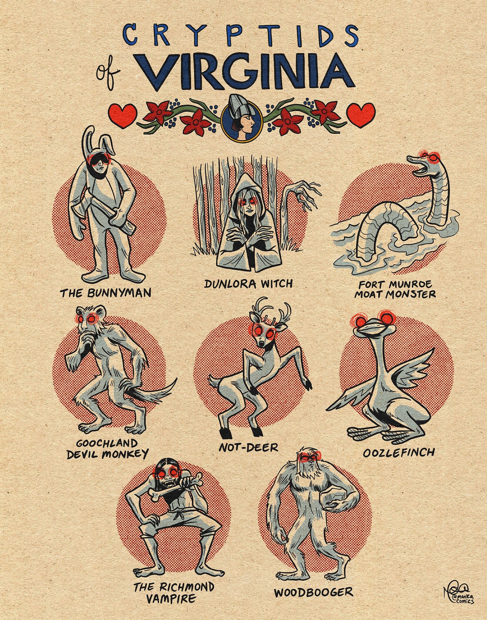 Famous Cryptids of Virginia Print - Etsy