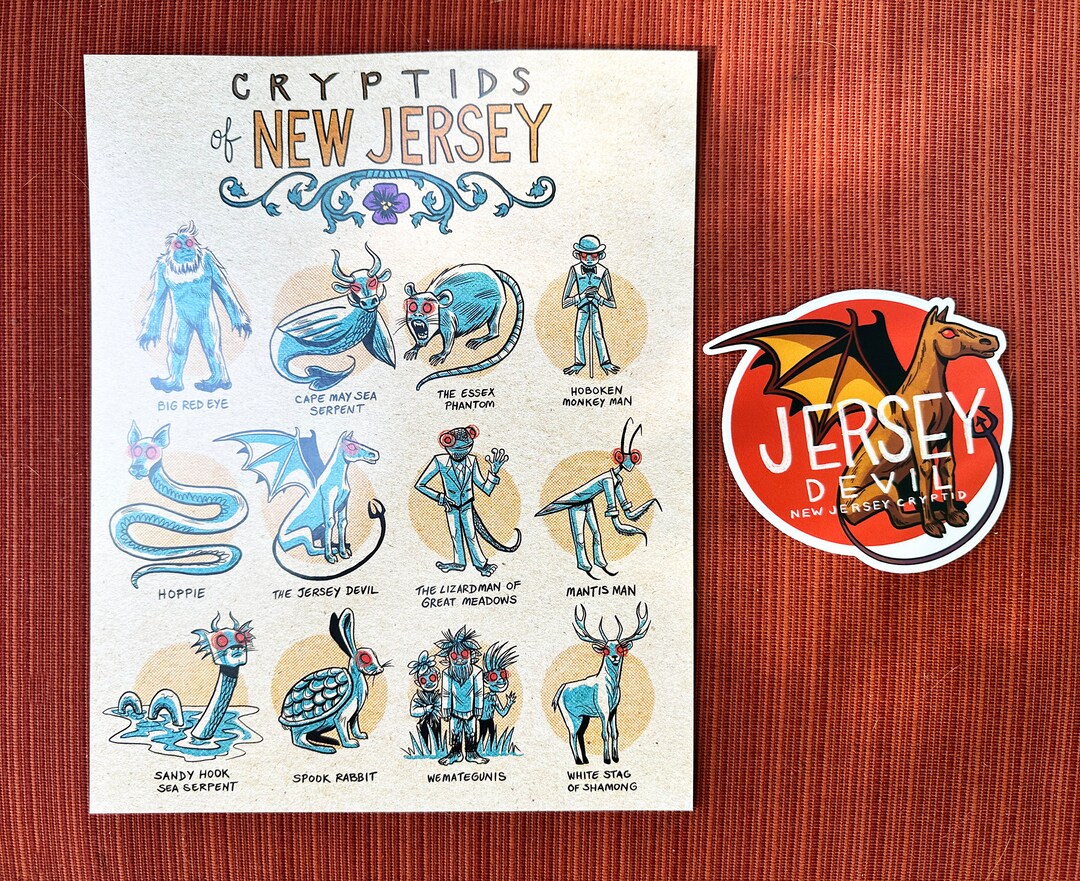 New Jersey Cryptids 8x10 Print & Sticker Pack - Etsy