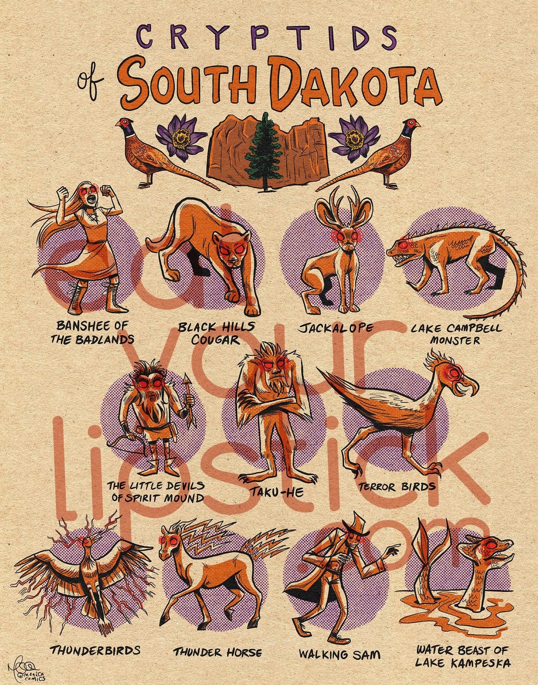 Famous Cryptids of South Dakota Print - Etsy