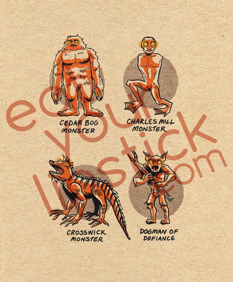 Famous Cryptids of Ohio Print - Etsy