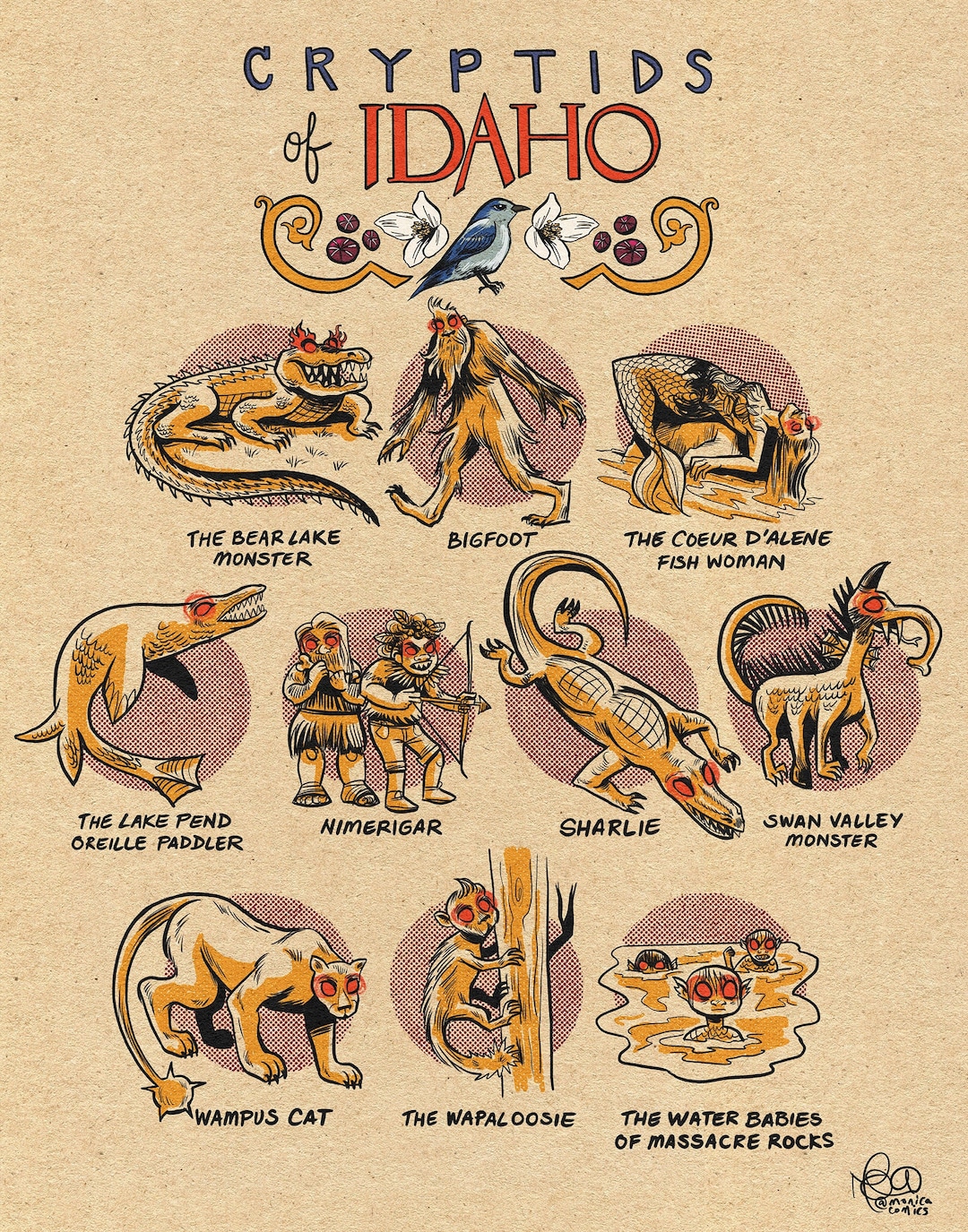 Famous Cryptids of Idaho Print - Etsy