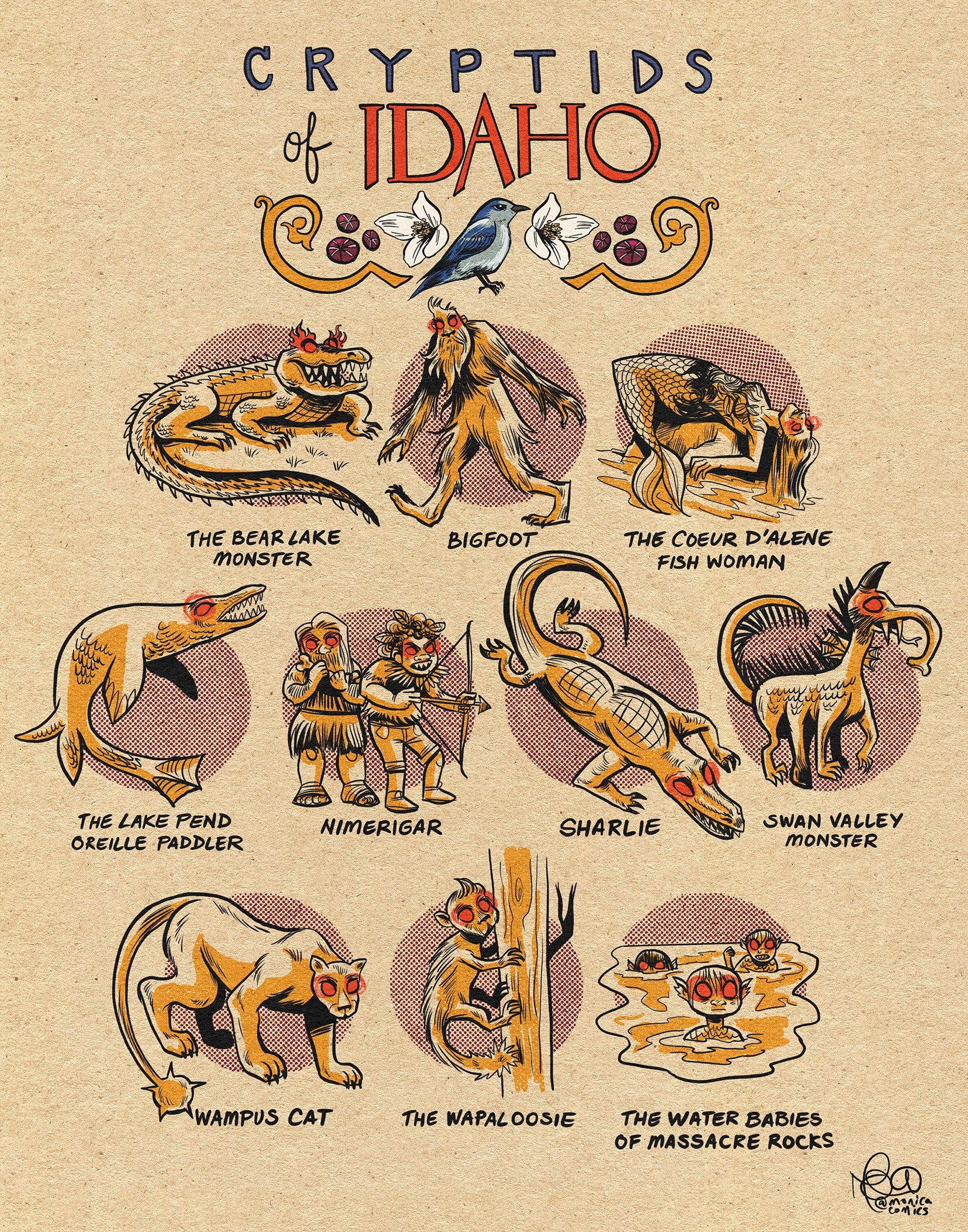 Famous Cryptids of Idaho Print - Etsy
