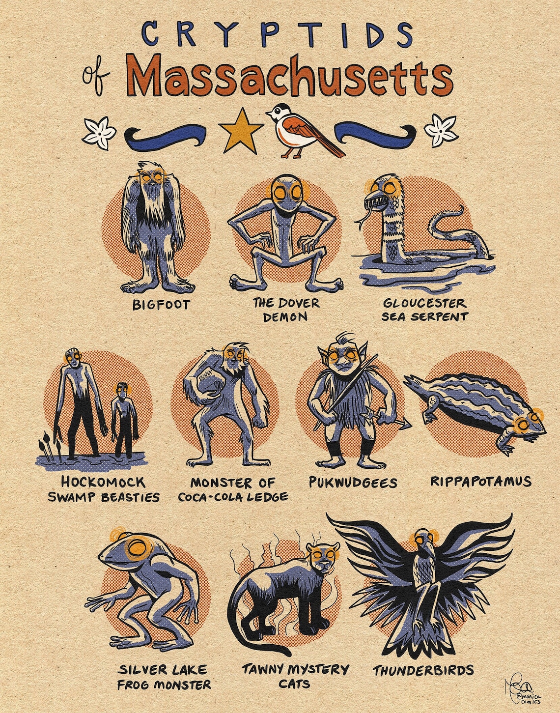 Famous Cryptids of Massachusetts Print - Etsy