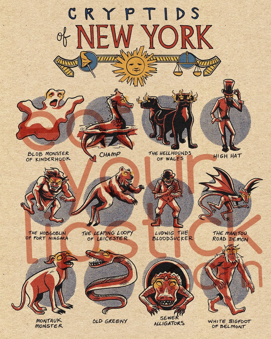 Famous Cryptids of New York 5 X 7 Print - Etsy