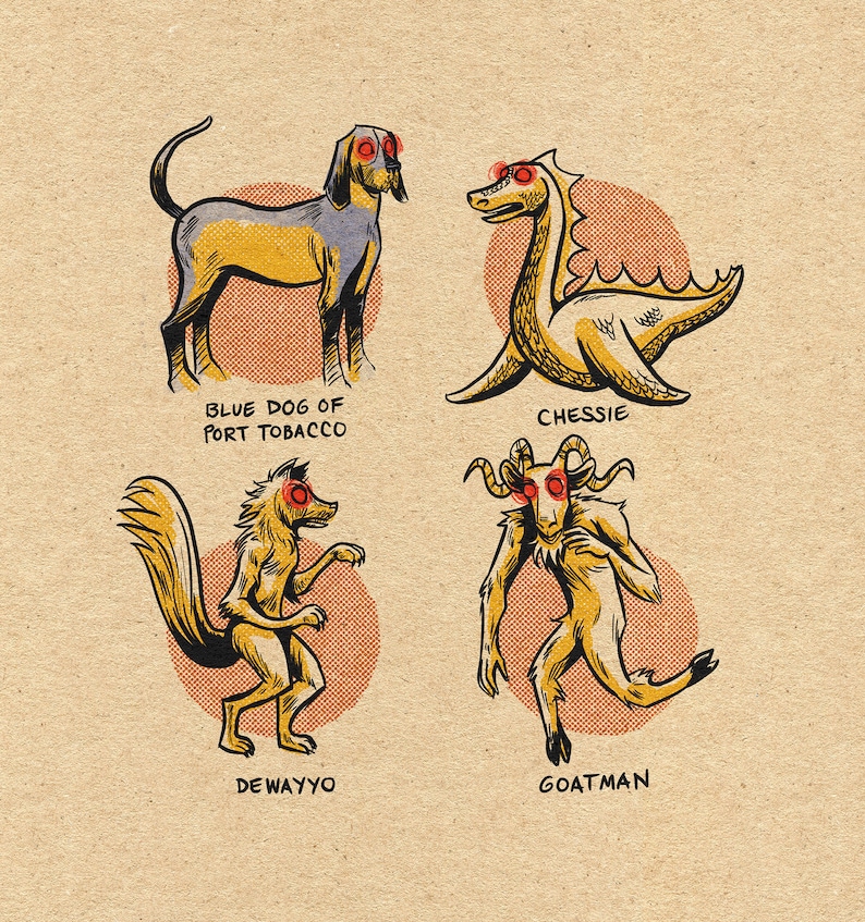 Famous Cryptids of Maryland Print - Etsy