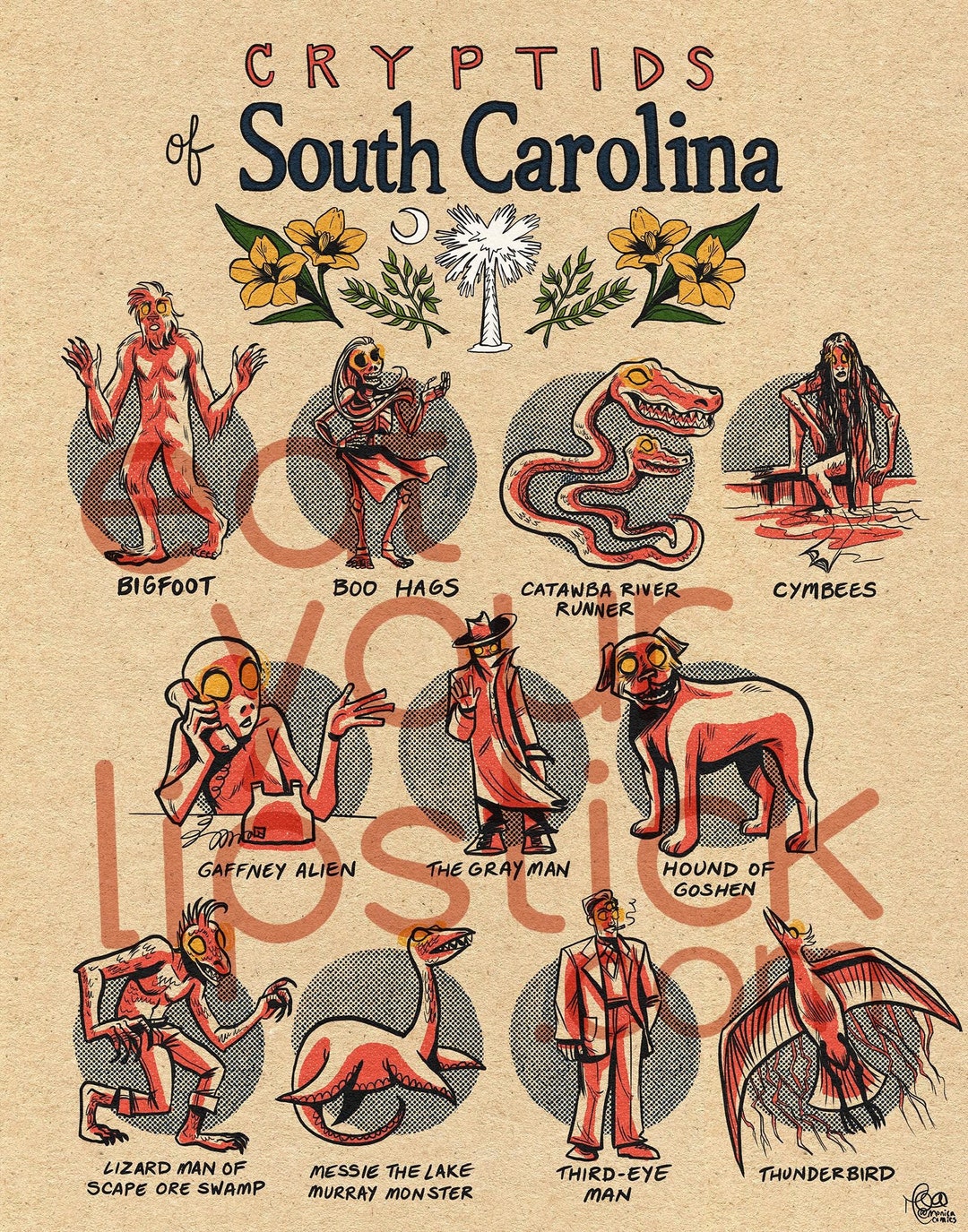 Famous Cryptids of South Carolina 11 X 14 Print - Etsy