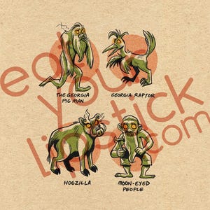 Famous Cryptids of Georgia 5 X 7 Print - Etsy