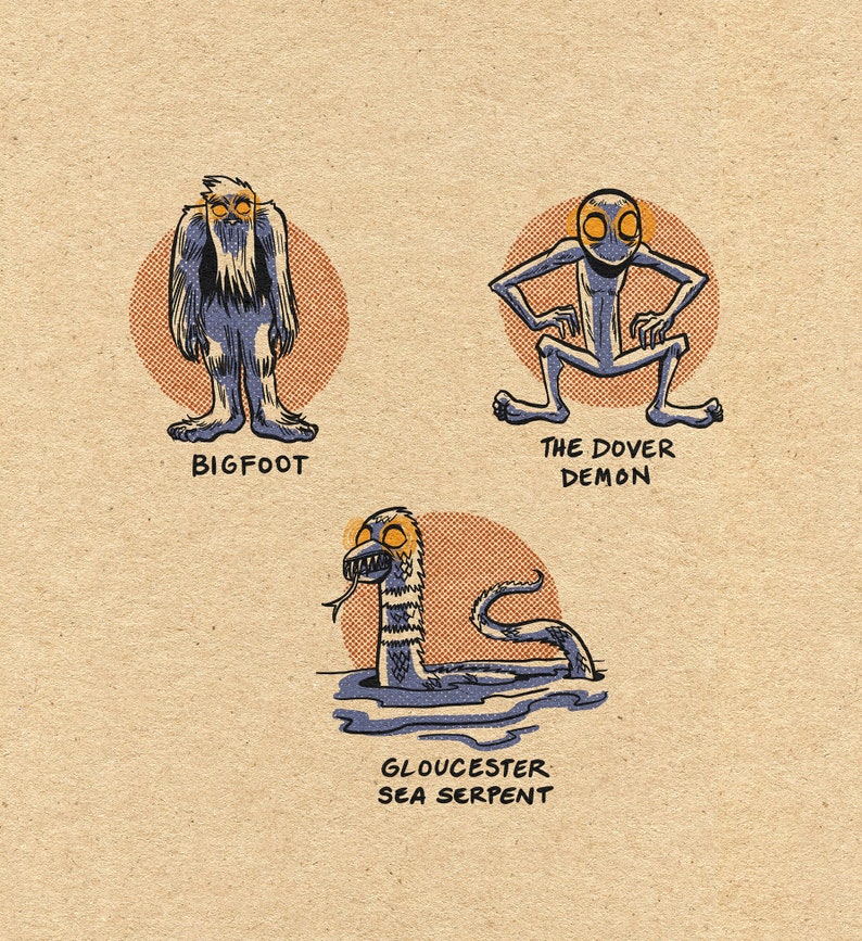 Famous Cryptids of Massachusetts 5 X 7 Print - Etsy
