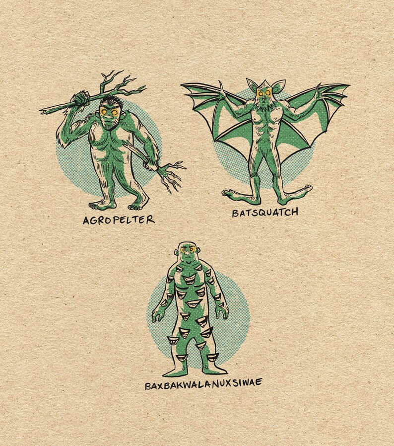 Famous Cryptids of Washington Print - Etsy