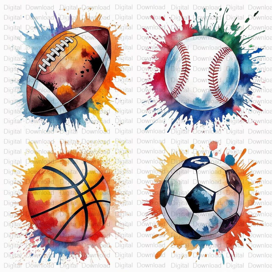 Watercolor Sport Balls Clipart Bundle, PNG (digital Download) - Etsy