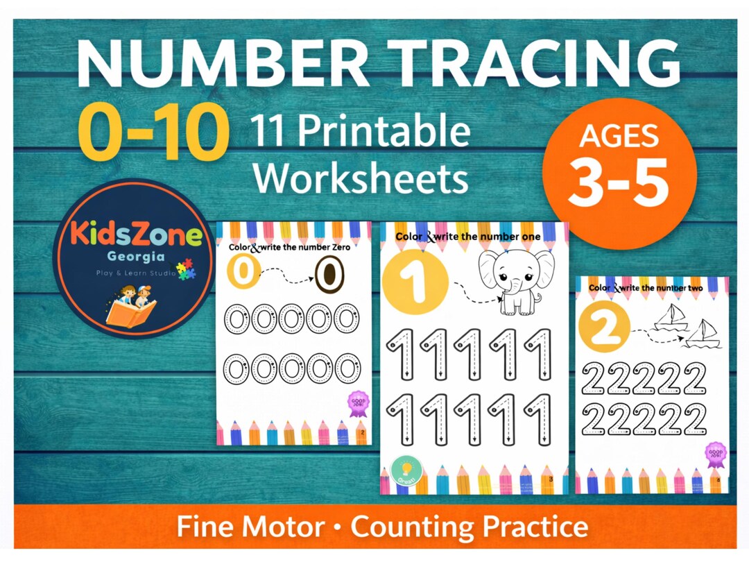 Large Number Tracing 0-10 PDF | Preschool Printable Worksheets | Fine ...