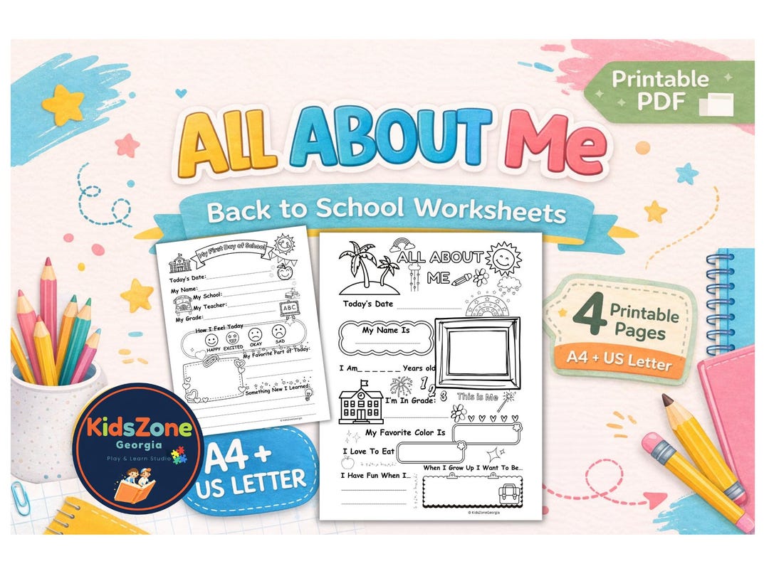 All About Me Worksheet | First Day School Activity | Back to School ...