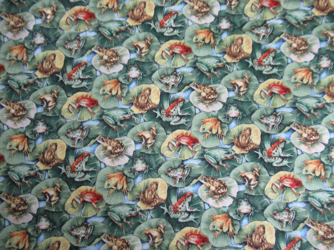 Frogs on Cotton Fabric, Toads, Quilting Fabric, 1 Yard 22 by 42 by ...