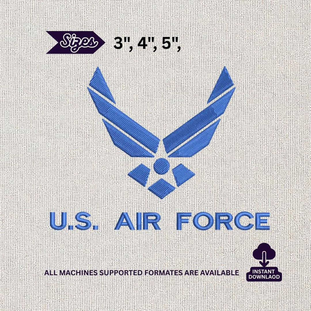 US Air Force Logo Embroidery Design, Military Symbol DST Pes File, USAF ...