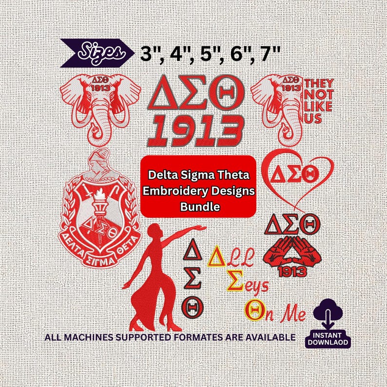 Delta Sigma Theta Sorority Inspired Embroidery Design Bundle ...