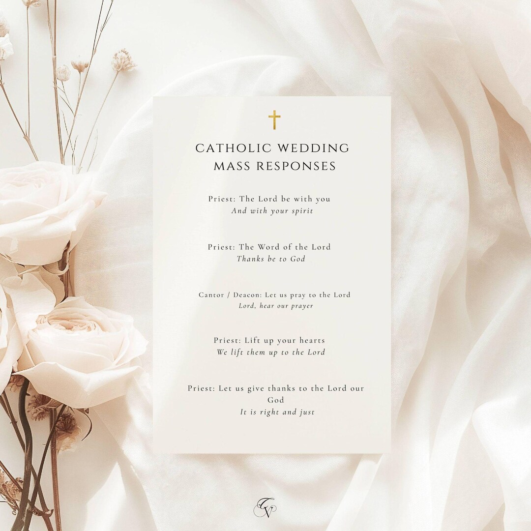 Catholic Wedding Mass Response Card | Catholic Ceremony Guide | Nuptial ...