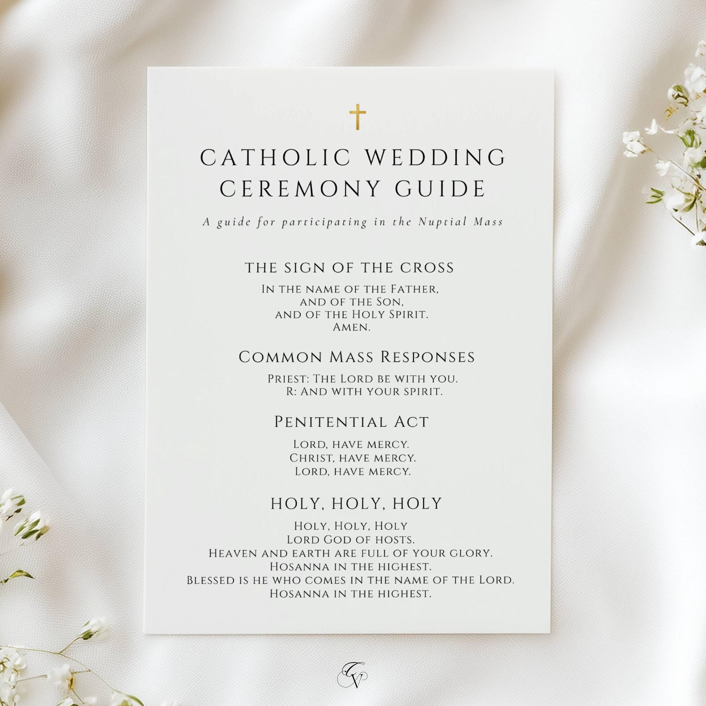 Catholic Wedding Ceremony Guide | Catholic Mass Responses Card ...