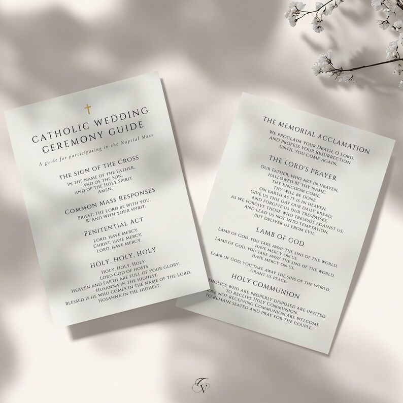 Catholic Wedding Ceremony Guide | Catholic Mass Responses Card ...