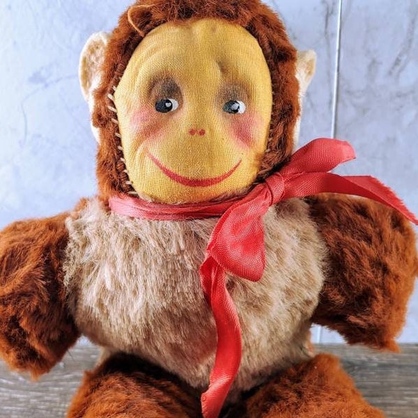 Vintage Monkigund Fabric Faced Plush Monkey - Etsy