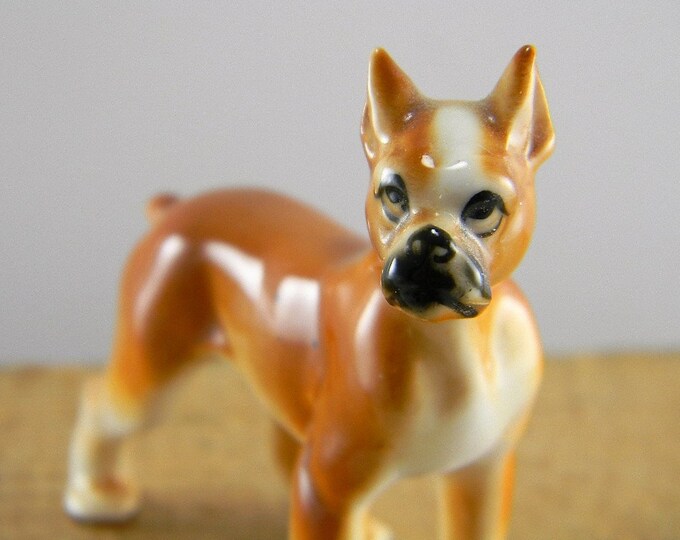 Vintage Porcelain Boxer Dog Figure - Etsy